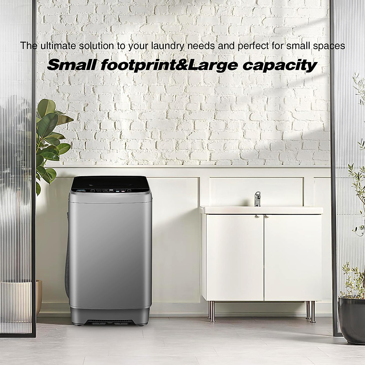 Portable Washing Machine, 25 LBS Full Automatic Portable Washing Machine with 8 Water Levels and 10 Programs Laundry Drain Pump, Grey Low Noise Washing Machine for Camping, Apartment