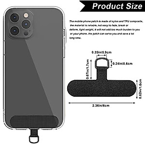 8 Pack Phone Tether Tabs, 8 Colors Universal Cell Phone Lanyard Fabric Canvas Patch Pad Sticker Anti-Lost Attachment Hanging Metal Ring Replacement for Smartphone Mobile Safety Wrist Neck Strap