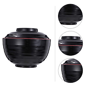 Hemoton Unbreakable Ramen Bowl Soup Bowl with Cover,Japanese Style Melamine Ramen Bowls Large Noodle Bowl for Salad Miso Udon Soup Noodles Rice or Asian Food