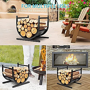 VIVOHOME 17 Inches Decorative Heavy Duty Firewood Storage Log Rack Wood Holder Indoor Outdoor Black