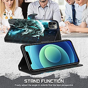 ALILANG Phone Case for Oppo Find X5 Pro Case, Premium Flip Magnetic Closure Stand Function Card Holder PU Leather Cover for Oppo Find X5 Pro Wallet Case-Wolf