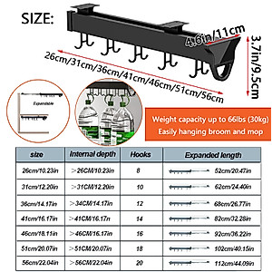 Pull Out Mop And Broom Holder, Laundry Room Organization And Storage, Garage Organization Hooks, Closet Pull Out Storage Organizer, Garden Tool Organizer For Home Kitchen Garden (16.17in-14 hook)