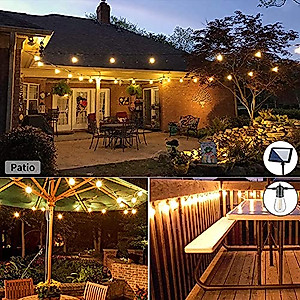 VMANOO Solar Powered 63Ft Outdoor String Lights Waterproof Commercial Grade S14 LED Patio Lighting for Outside Yard Gazebo Wedding Porch Garden Bistro Pergola Backyard Deck Hanging Balcony Decor