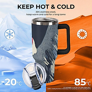 Flying Vulture Large Capacity Insulated Car Cup Travel Coffee Mug 40 Oz Reusable Tumblers with Straw and Lid