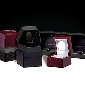 Allure - Luxury Earring Box With LED Light, Square Shaped Elegant Diamond Earring Case, For Unique Proposal, Engagement Or Wedding, Small, Black Velvet Interior Jewelry Display Gift Box.