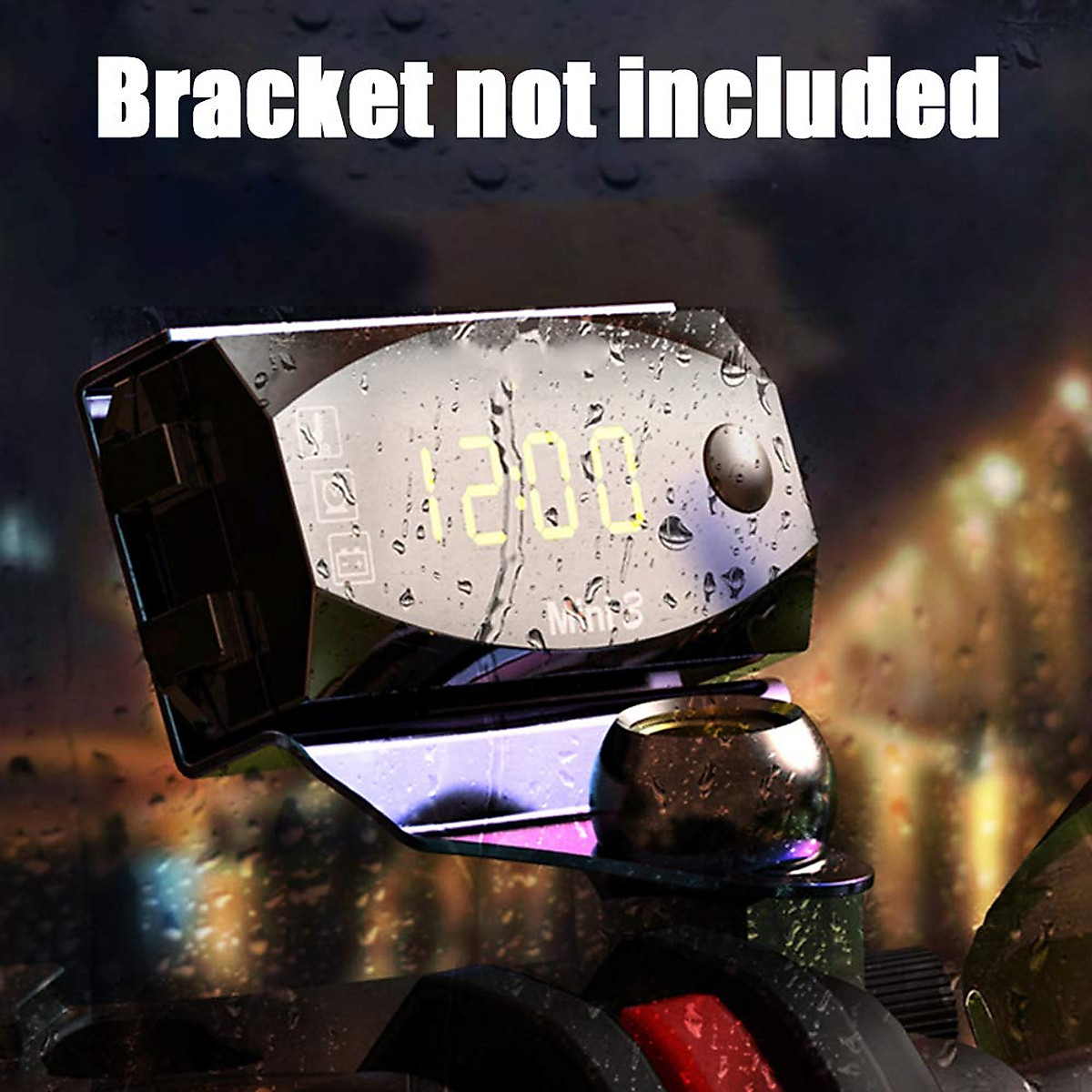 GoolRC Motorcycle DC 6V-30V 3 in 1 Digital Time Clock + Thermometer +Voltage Voltmeter IP67 Waterproof Tester Battery Moniter Gauge for Car Boat Marine