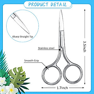 12 Pieces Nose Hair Scissor Small Scissor Facial Hair Scissors Stainless Steel Straight Tip Scissors Eyebrows Grooming Trimming Scissors Multi Purpose Beauty Scissors for Mustache Beard Nose