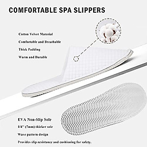 Anmerl Spa Slippers for Men and Women - Premium Bulk Hotel Slippers - Breathable Soft Cotton House Guest Slippers - Non Slip, Washable, Reusable - 10 Pairs (White, US 10-12)