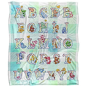 Care Bears Blanket, 50" x 60" Checkered Alphabet Silky Touch Super Soft Throw Blanket