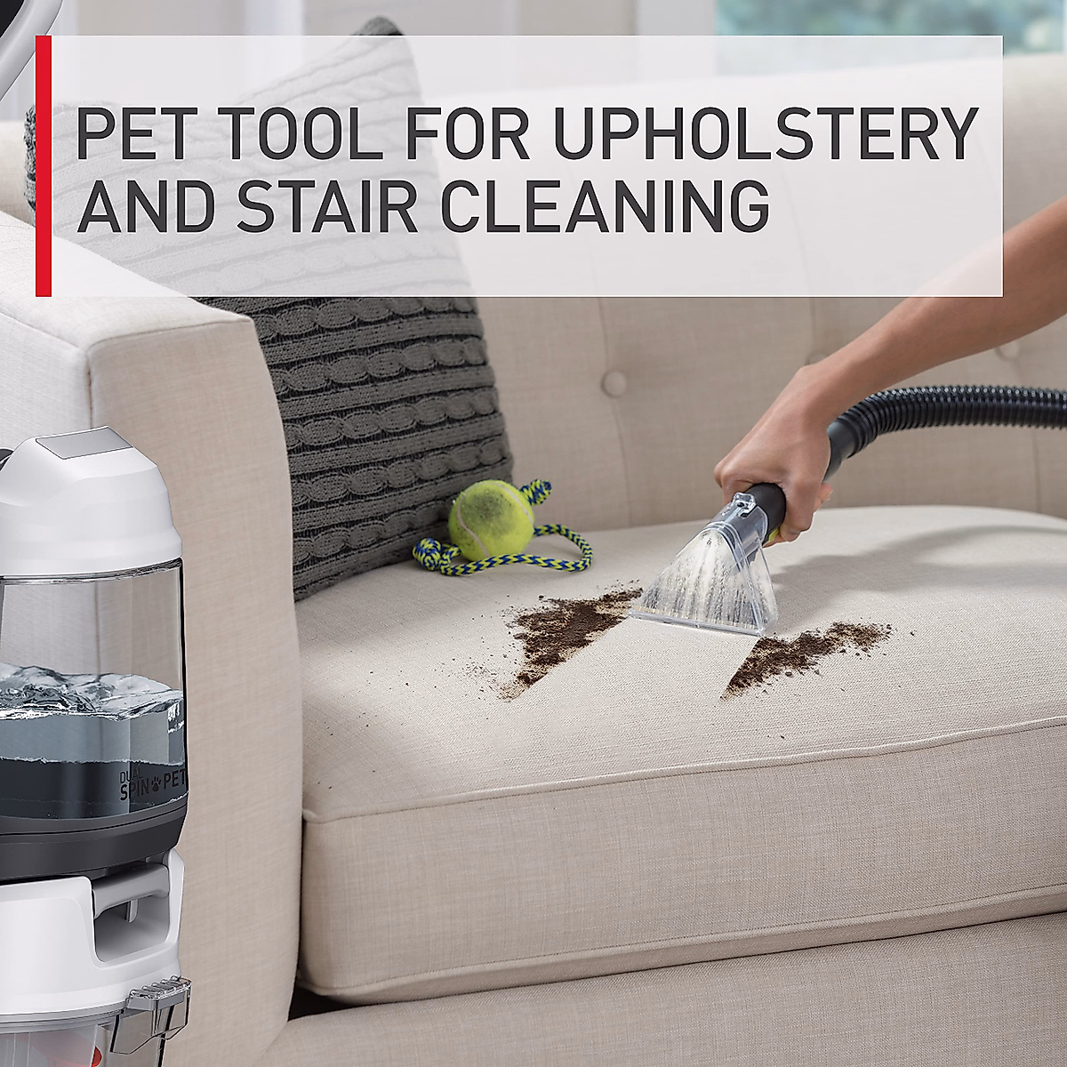 Hoover Dual Spin Pet Plus Carpet Cleaner Machine with Storage Mat, Upright Shampooer, Carpet Deodorizer and Pet Stain Remover, FH54050V, White