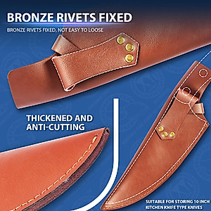 XYJ Leather Sheath For 10 Inch Boning Knife Edge Guards Blade Protector Cleaver Chef Knives Cover With Loop Belt For Outdoor Camping