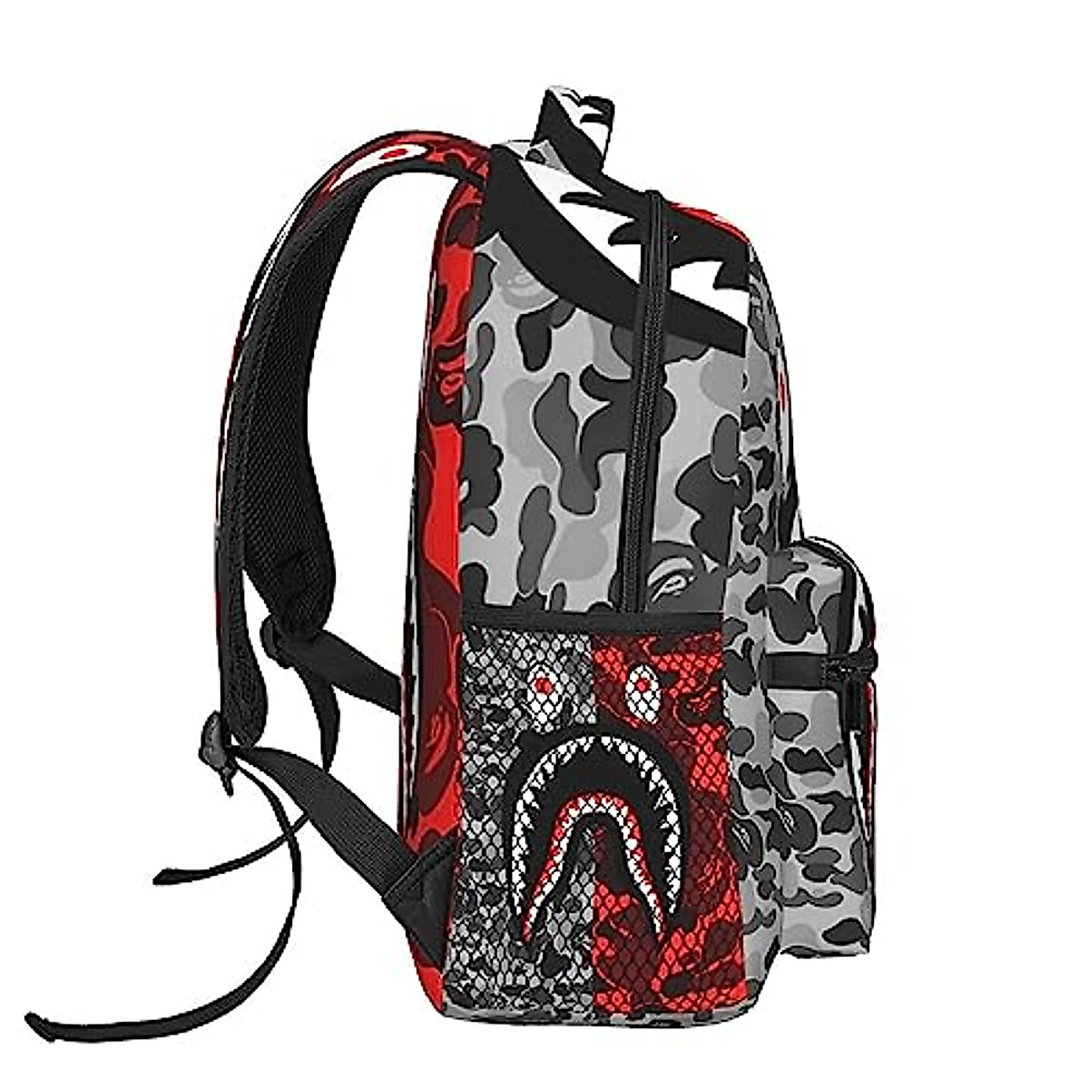 AIRPO Fashion Shark Teeth Camo Backpacks Camouflage 3D Print Big Capacity Computer Daypack Lightweight Multiple Backpack Travel Shoulders Bag For Women Men
