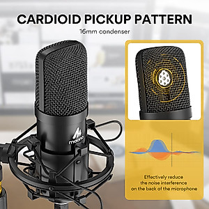 MAONO AU-A04T USB Microphone with AU-MH601 Studio Monitor Headphones Bundle Streaming Podcasting Pack Plug and Play for Computer, YouTube, Music