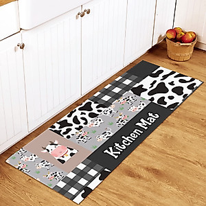 Farm Cow Cute Sweet Personalized Kitchen Mat Rug,Custom Floor Door Mat Anti-Slip Rugs for Kitchen,Bathroom,Laundry,48x17Inch
