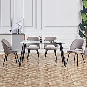 Glass Dining Table for 4-6 with Clear Rectangular Glass Top, 51 inch Modern Tempered Glass Kitchen Table with 4 Coated Metal Legs, 0.31" Thick Tabletop for Home Office Kitchen Dining Room, Black