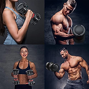 Adjustable Dumbbell 55LB 5 In 1 Single Dumbbell for Men and Women Multiweight Options Dumbbell with Anti-Slip Nylon Handle Fast Adjust Weight for Home Gym Full Body Workout Fitness