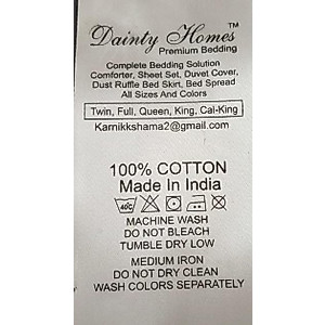 Dainty Homes Two Lines Silky Embroidered = on White Baise Navy Blue Color 500 TC 100% Egyptian Cotton 3 Pieces Duvet Cover with Pillow Shams Olympic Queen Size