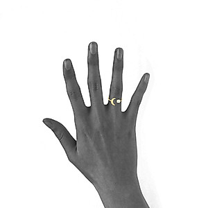 MUSTHAVE Adjustable 18K Gold Plated Ring, Moon Opal, Created Opal, Round, Prong, Glossy Finish