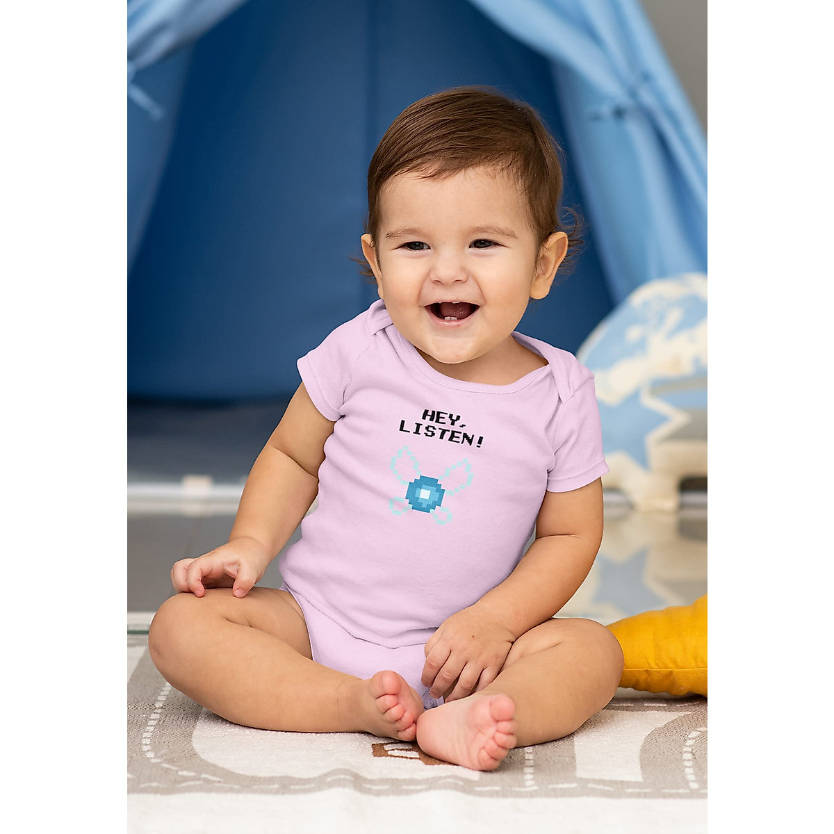 Pop Threads Hey Listen Navi Video Gaming Gamer Infant Bodysuit Unisex Baby Girl Boy Clothes Black 6M