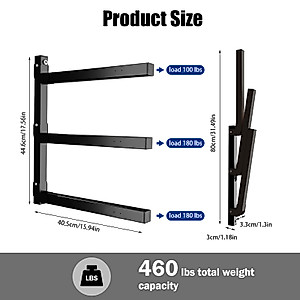 S&R PLKOP 3-Level Lumber Storage Rack, Wall Mounted Wood Organizer - 2 Pack, Black, Metal for Wood Storage & Lumber Racks