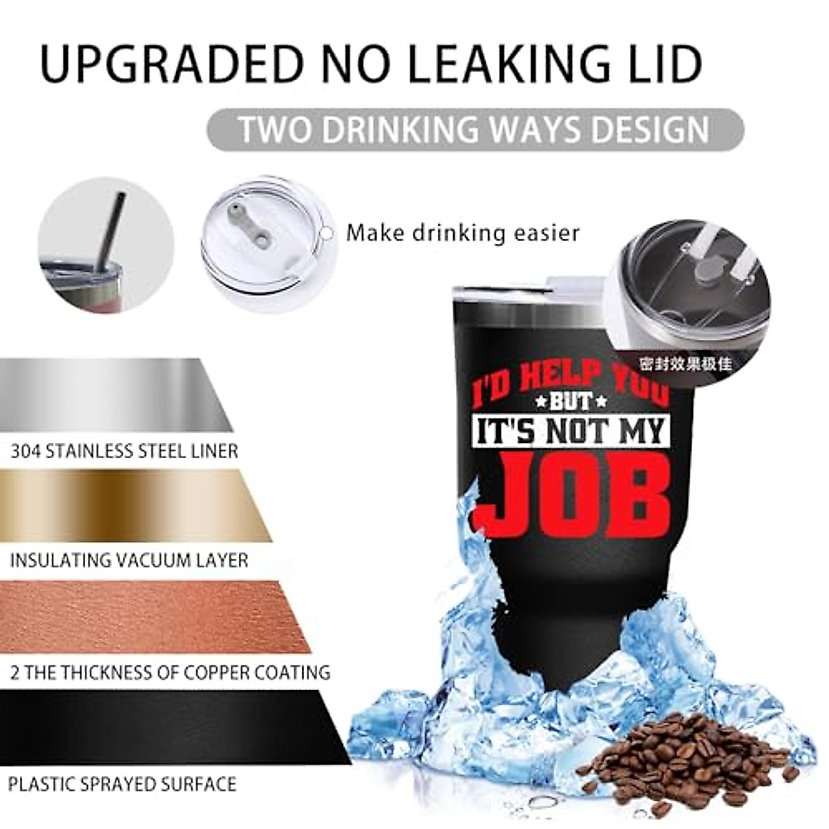 I'd Helpes You But It's Not My Jobs Work Employee Office Tumbler With Lid And Straw For Sports