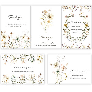 Funeral Thank You Cards with Envelopes,20 Sheets-4*6 inches Flowers Thank You Cards for Funerals,Ffuneral Thank You Cards with Messages Inside are Suitable for Family, Friends, and Loved Ones