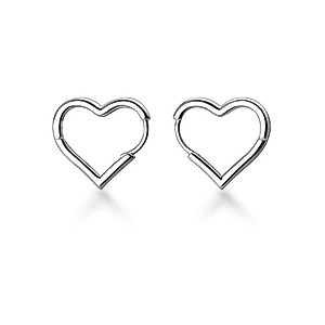 SLUYNZ 925 Sterling Silver 1.6CM Heart Hoop Earrings for Women Teen Girls Minimalist Hoop Earrings Sweet Love Heart Earrings (A-Silver)