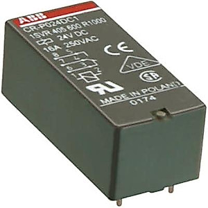 1SVR405600R1000, Interface Relay Module, SPDT, Contact Rated: 16A 250V, 24VDC Control, Plug-in Terminal