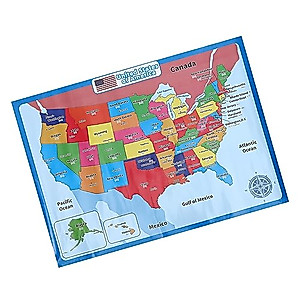 2 Sheets United States map poster US map supplies playroom decor supply accessories accessory supply Cartoon flip chart synthetic paper Operitacx