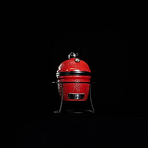 Kamado Joe KJ13RH Joe Jr. 13.5 inch Portable Charcoal Grill with Cast Iron Cart and Heat Deflectors, Blaze Red
