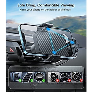 Wireless Car Charger, MOKPR 15W Fast Charging Auto-Clamping Car Charger Phone Mount Air Vent Cell Phone Holder Compatible iPhone 14/13/13 Pro/12 pro/12/11/X/8, Samsung Galaxy S23/S22/S21/S20, etc