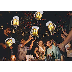 15 Pcs Beer Mug Cheers Foil Balloons Gold 16 Inch Mylar Balloon Birthday Beer Festival Beer Theme Party Decoration Supplies