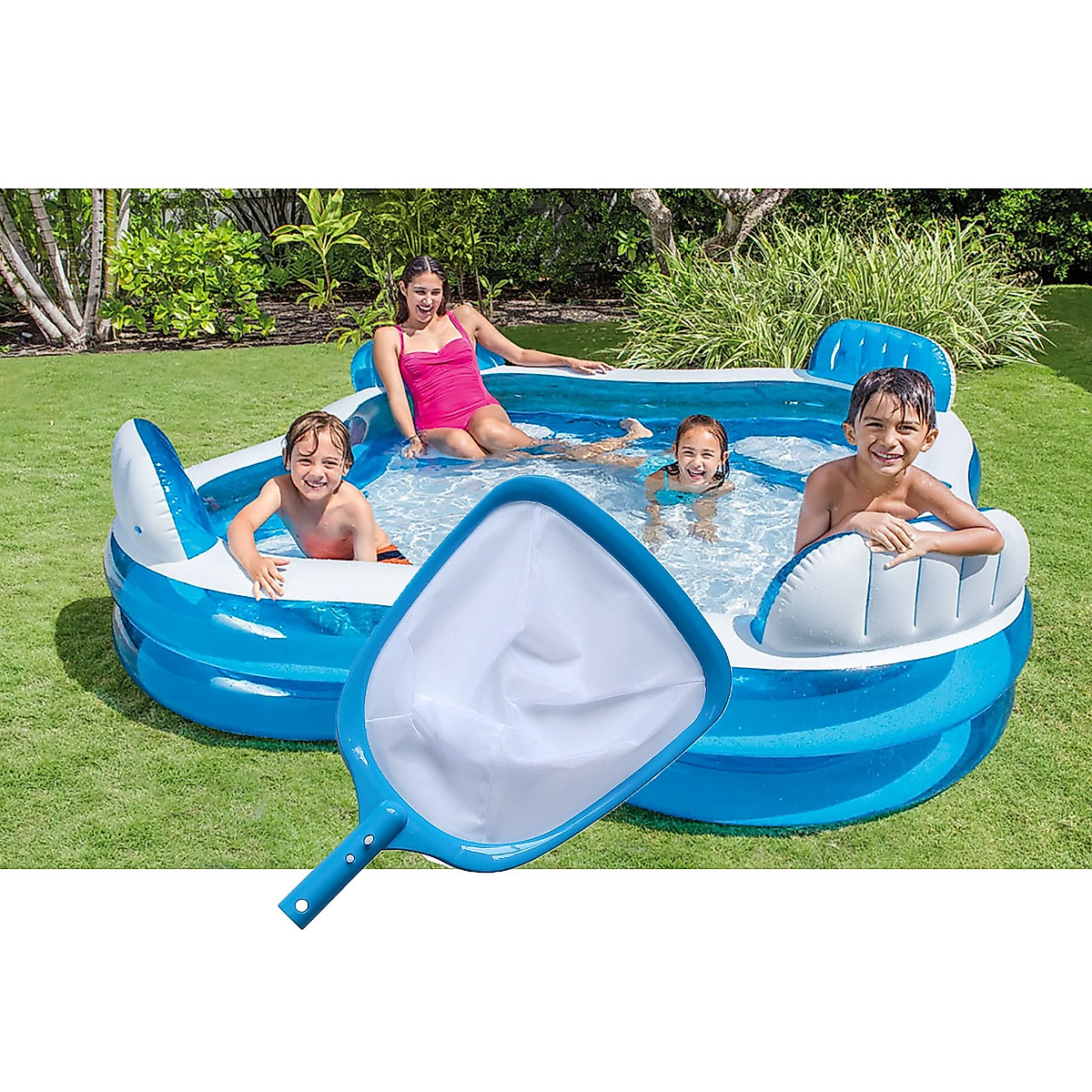 ATIE Pool Spa Leaf Skimmer Net with White Ultra Fine Mesh with 4" Deep Pocket Great for Removing Leaves & Debris in In-Ground Pool Spa and Above Ground Pool, Inflatable Pool, Hot Tub, and Fountain