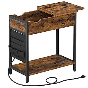 VASAGLE Console Table, Rustic Brown + Black & Side Table, End Table, Nightstand, Fabric Bags, for Living Room, Bedroom, Rustic Brown and Black ULET310B01V1