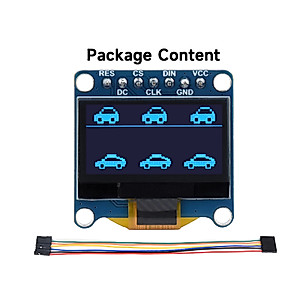 waveshare 0.96inch OLED Display Module for Raspberry Pi/Arduino/STM32, 128×64 Pixels Screen, Blue Display Color, 4-Wire SPI / I2C Communication Interfaces, 3.3V / 5V