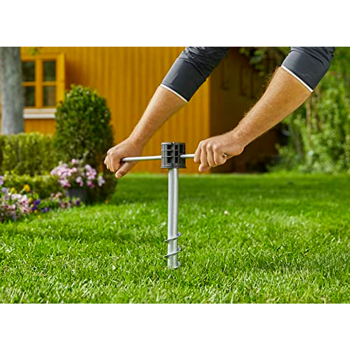 Gardena 18614-20 66 Foot Auto Retractable Hose Reel on Metal Spike, Feet, Standard, Turquoise