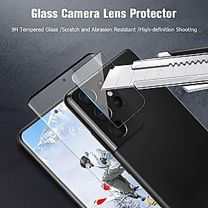 [2+2 Pack] Galaxy S21 Ultra Tempered Glass Screen Protector, Ultrasonic Fingerprint Support, 9H Hardness Scratch Resistant, 3D HD Curved, Bubble-Free, for Samsung Galaxy S21 Ultra Screen Protector(6.8