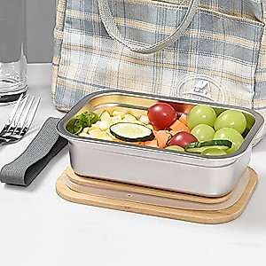 Stainless Steel Bento Lunch Box Japanese Bento Box Extra Small Bamboo Lunch Box Stainless Steel Snack Containers Food for Kids Toddler Metal Lunch Containers for School,Work,Rectangle 15.2oz/450ml