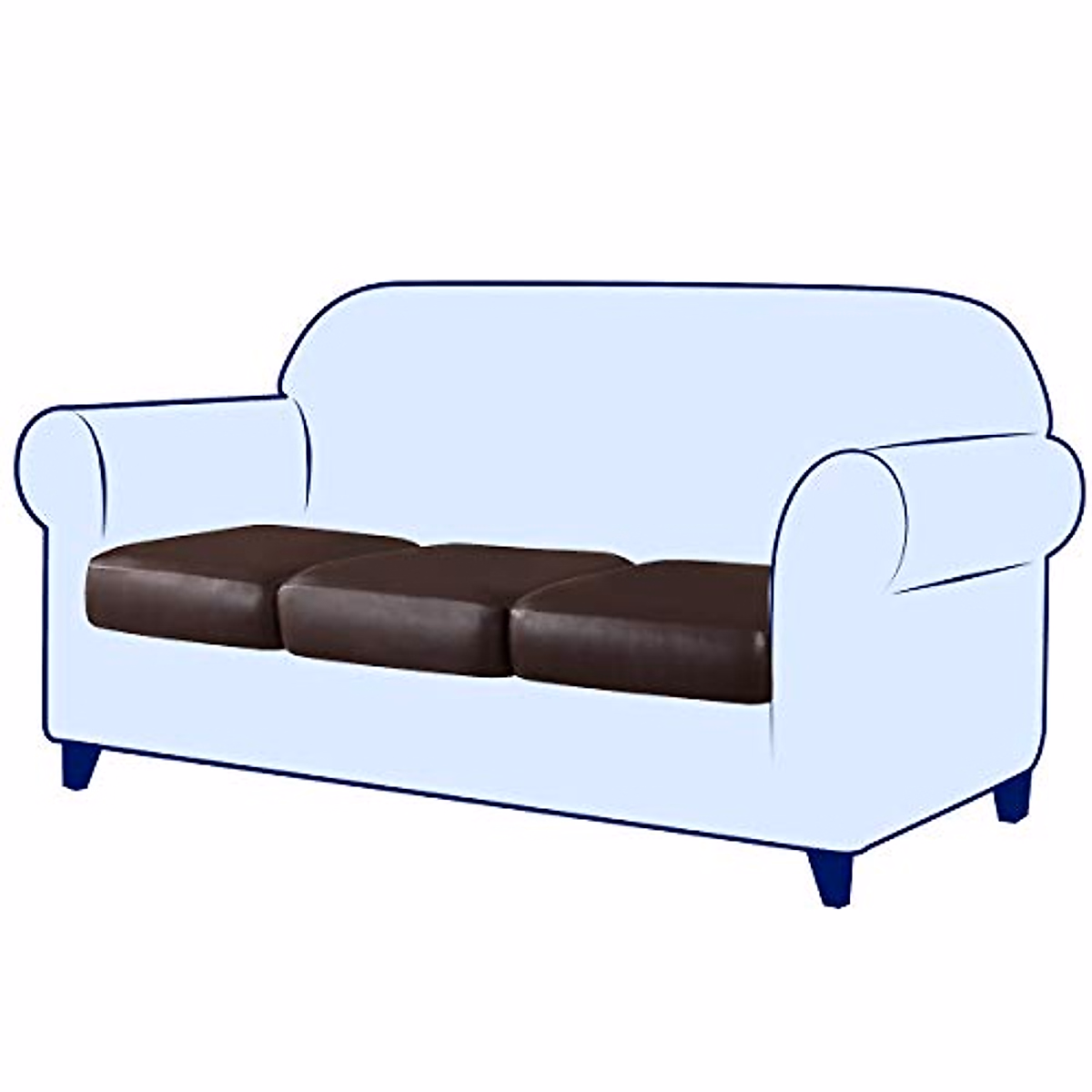 SUBRTEX Spandex Elastic PU Leather Couch Stretch Water-Proof Patio Durable Cushion Slipcovers Furniture Protector Slip Cover for Settee Sofa Seat for Replacement in Living Room