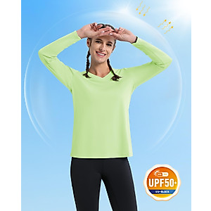 MAGCOMSEN Womens UPF 50+ Sun Protection Shirt Long Sleeve UV Shirt Lightweight Quick Dry Hiking Outdoor Pale Green, S