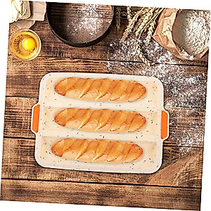 SOLUSTRE 3pcs Bread Mold Silicone Baking Mold Panetones Italianos French Bread Loaf Baking Bakery Tray Perforated Pan Kitchen Baking Gadgets Baking Bread Mold Silicone Bread Baking Mold