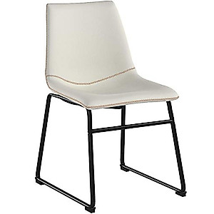 Roundhill Furniture Lotusville Vintage PU Leather Dining Chairs, Set of 2, White