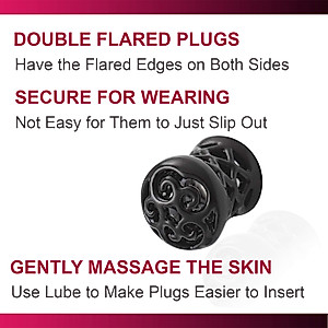 Bodyjewellery Black Alloy Double Flared Ear Plugs Flesh Tunnels Earlets ADFU, 0G 0 gauge 8mm, Pair