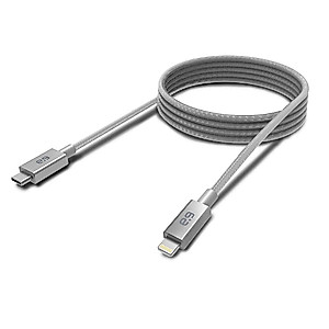 PureGear USB C to Lightning Cable, Braided Apple MFi Certified Charging Data Sync Cable Support Power Delivery and Type C Chargers for iPhone 14,14ProMax,13,13Pro,12,SE,iPad, Metallic Space Gray(4 FT)