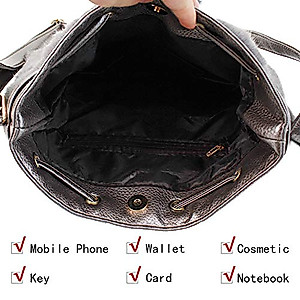 Ships From US-Women Faux Fur Shoulder Bag Handbag Bucket Bag Drawstring Bag Cross Body Bag (Gray 5)