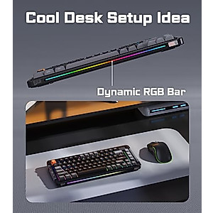 ROYALAXE L75 Wireless Mechanical Keyboard, Hot-swappable Wired/Bluetooth 5.0/2.4G Wireless Keyboard with RGB Backlit for Windows & Mac, PBT Keycaps, Gateron Yellow Switch Pro, Charcoal Gray