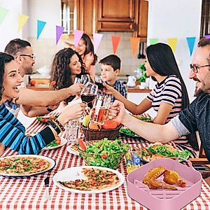Silicone Air Fryer Basket Liners,2 PCS Reusable Square Air Fryer Liners,Air Fryer Silicone Baking Tray for 3.6 to 6.8 QT Oven Microwave Accessories(Pink + Gray)