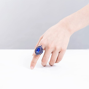 CKHAO Women Ring - Big Size Antique Gold Plated Turkish Style Blue Gemstone Vintage Ring Women Jewelry J0769BLUE (7)