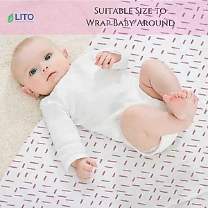 Swaddle Blankets| Receiving Blanket|Organic Cotton Breathable and Skin-Friendly Soft Muslin Swaddle Blankets for Boys| Baby Essentials, Registry & Gift | 48”x48” 2-Pack Pink Lines