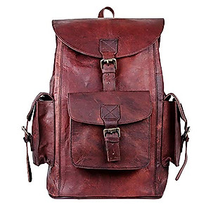 HULSH Vintage Genuine Leather Backpack For Men and Women Men’s Retro Classic Shoulder Rucksack Leather Travel Bags for College